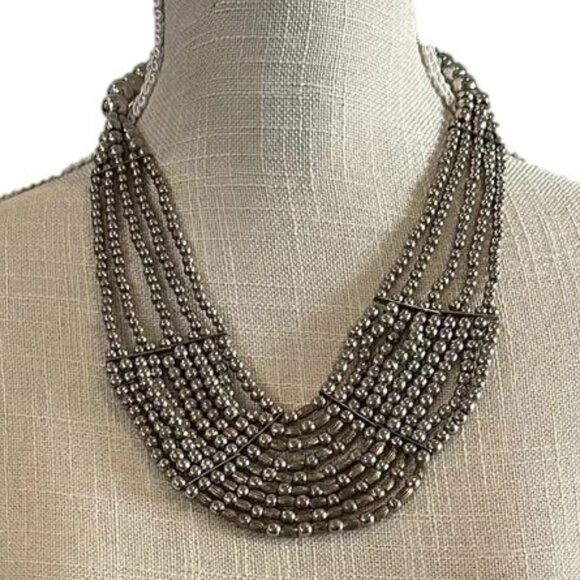 Vintage | Jewelry | Vintage Tribal Metallic Beaded Bib Necklace | Poshmark